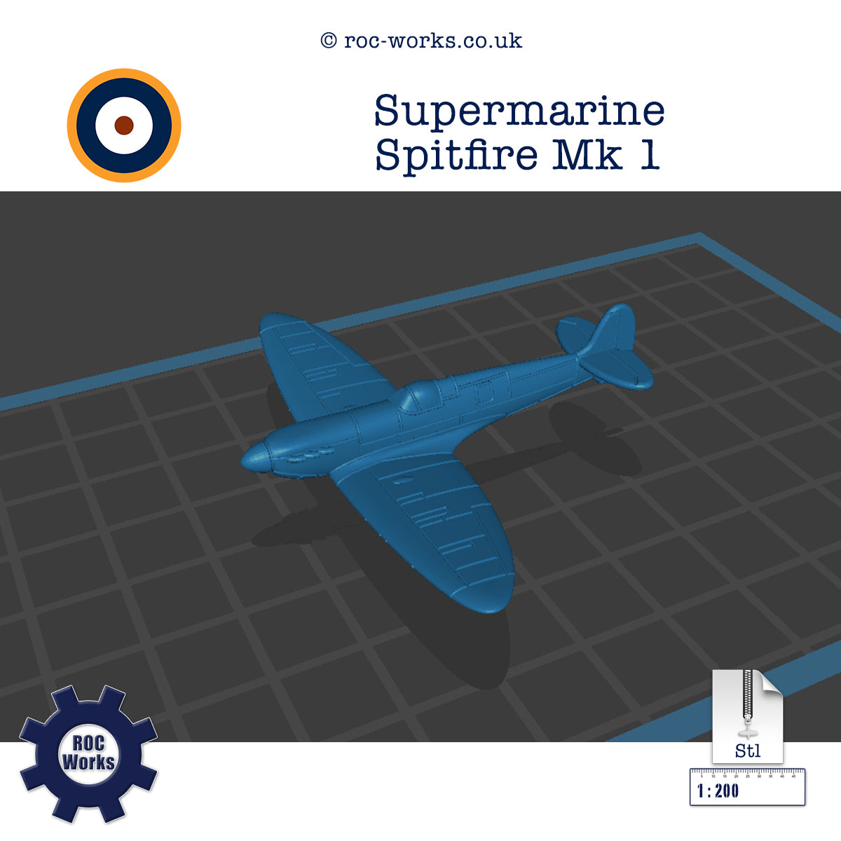 Supermarine Spitfire Mk 1/2 (STL file) – RocWorks