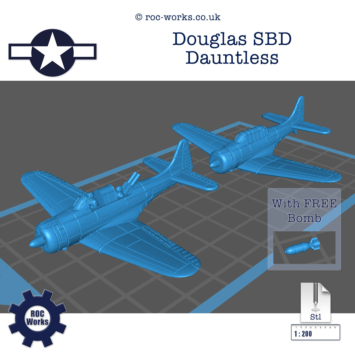 Douglas SBD Dauntless (STL file) – RocWorks