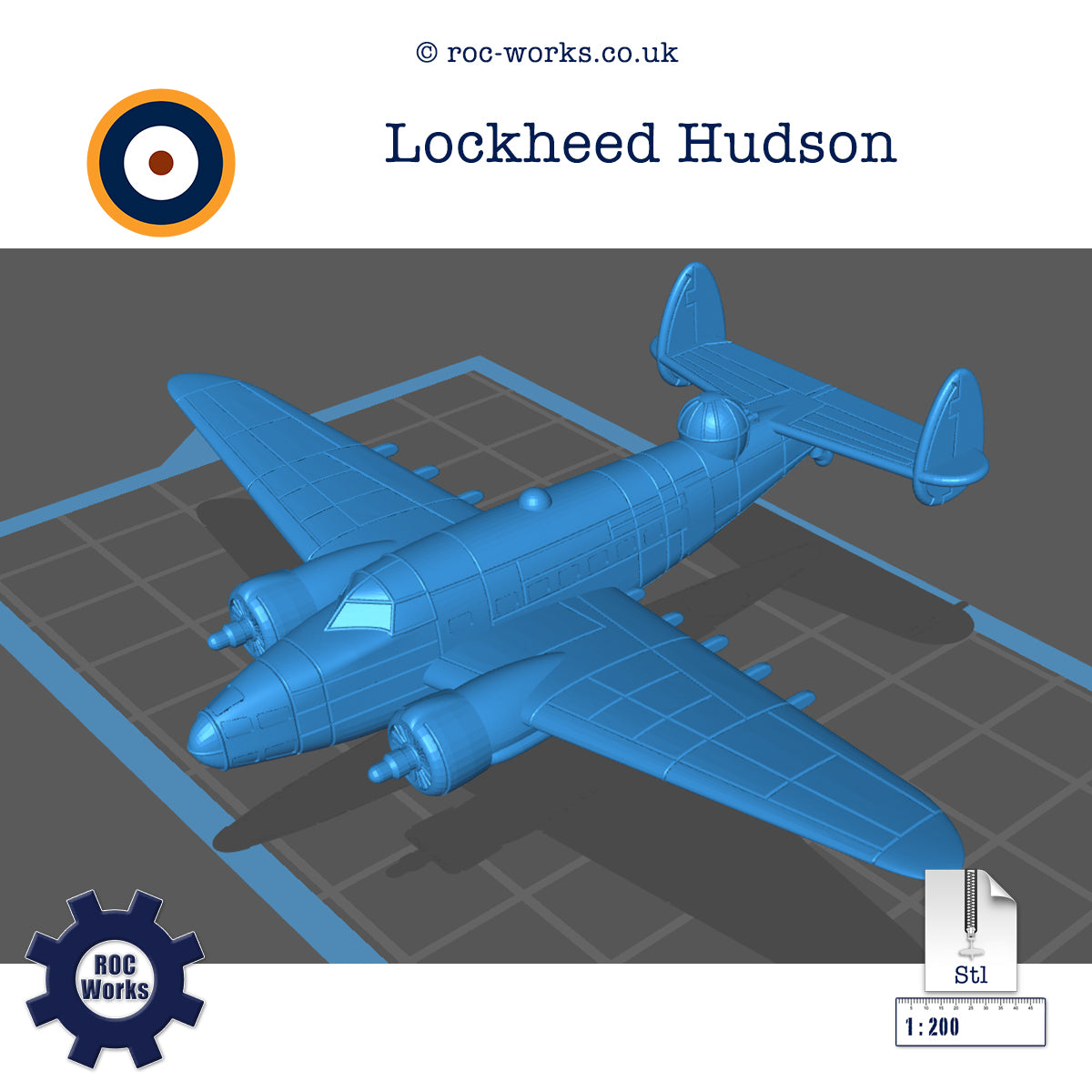 Lockheed Hudson (STL file) – RocWorks