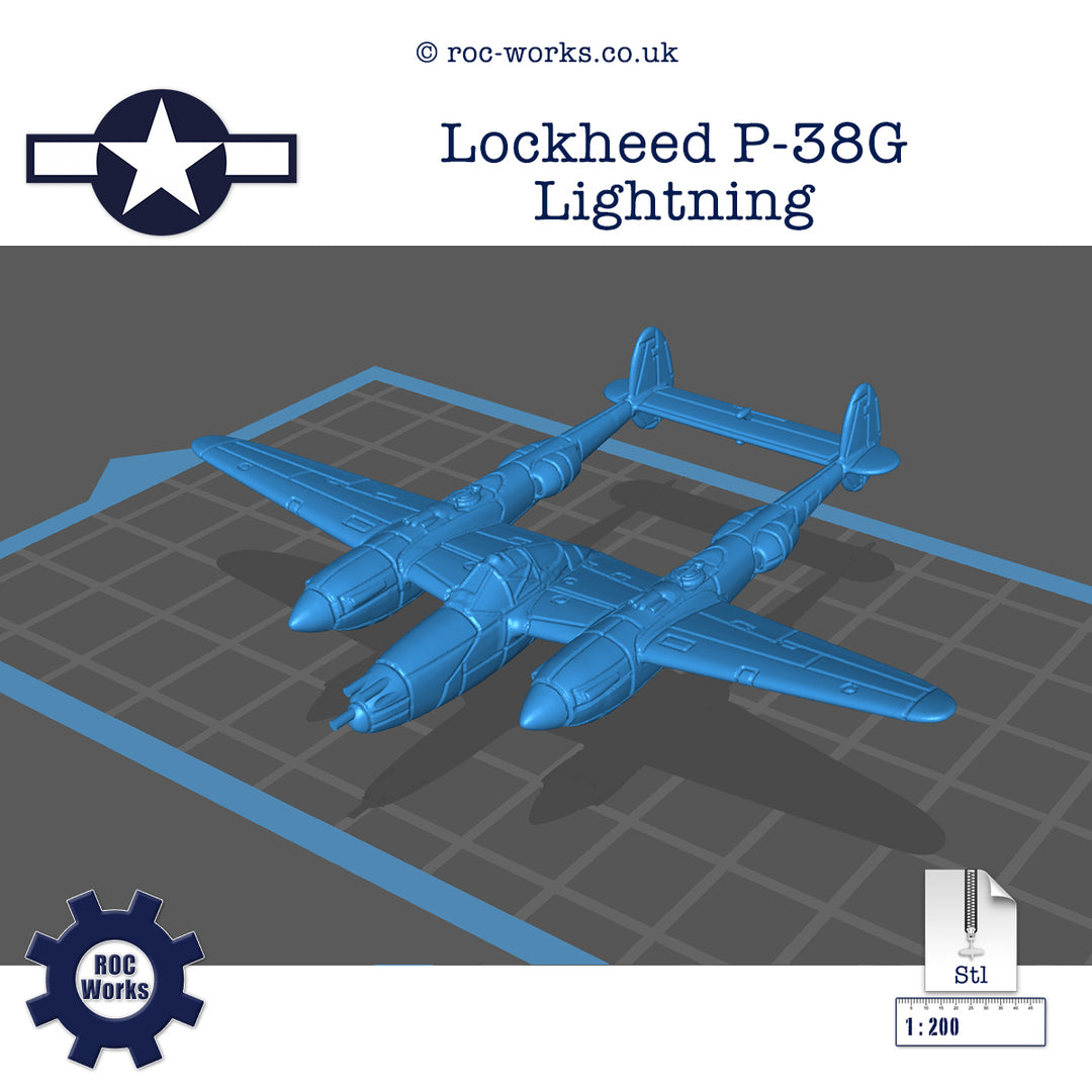 Lockheed P-38G Lightning (STL files) – RocWorks